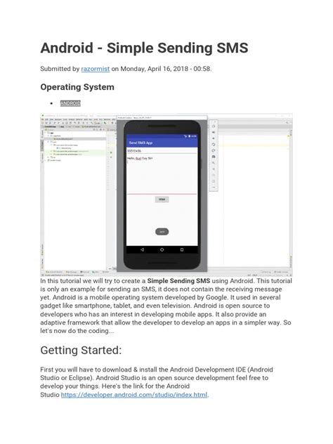 Sms Sending App Pdf Android Operating System Mobile App