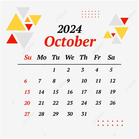 Calendario Octubre 2024 Vector PNG Calendario Octubre 2024 Octubre