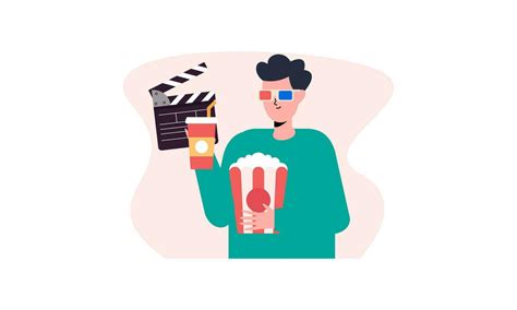 Computer Screen With Movie Lover With Popcorn Illustration 26110691