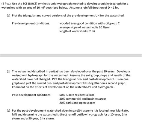 Pts Use The SCS NRCS Synthetic Unit Hydrograph Chegg