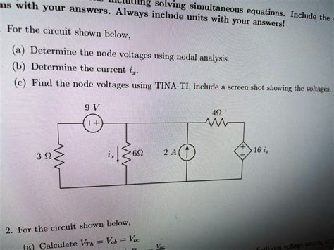 Ns With Your Answers Always Include Units With Your Answers Iding Solving Simultaneous