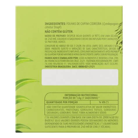 Chá Capim Cidreira Chá Leão Caixa g Unidades Cato Supermercados Compre on line