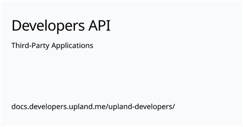 Third Party Applications Developers Api