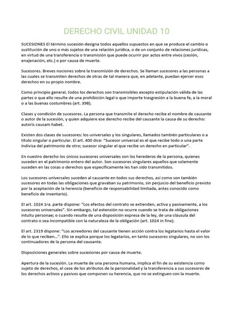 Derecho Civil Unidad 10 3 Pdf Intestacy Herencia