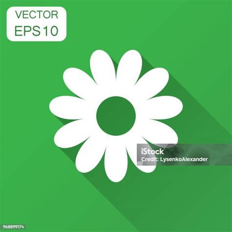 洋甘菊花向量圖示在扁平風格雛菊插圖與長的陰影甘菊符號概念向量圖形及更多剪裁圖圖片 剪裁圖 卡通 園藝 Istock