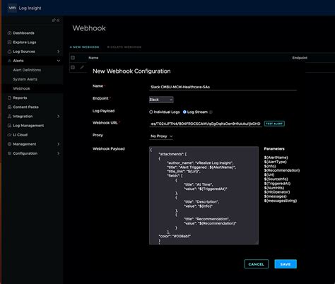 Send VMware Aria Operations For Logs Alerts To Slack