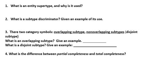 Solved 1 What Is An Entity Supertype And Why Is It Used