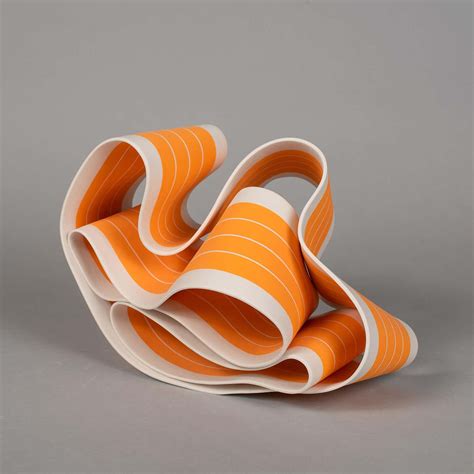 Simcha Even Chen Folding In Motion 5 By Simcha Even Chen Porcelain Sculpture Orange Line