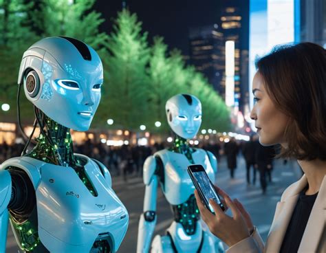 Futuristic AI Robot Interaction Stable Diffusion Online