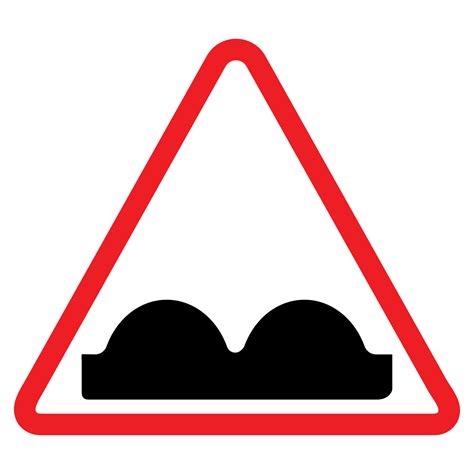 Hump Or Rough Road Warning Sign Red Triangle Black Arrow Traffic