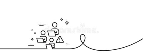 Teamwork Line Icon Remote Office Sign Continuous Line With Curl Vector Stock Illustration
