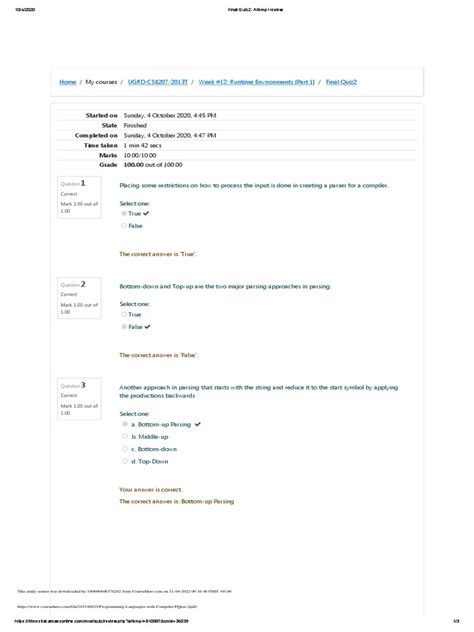 Programming Languages With Compiler Fquiz 2 Pdf Pdf Parsing Syntax