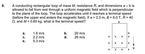 A Conducting Rectangular Loop Of Mass M Resistance R And Dimensions A