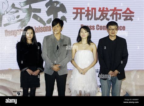 From Left Hong Kong Actress Cecilia Cheung South Korean Actor Jang