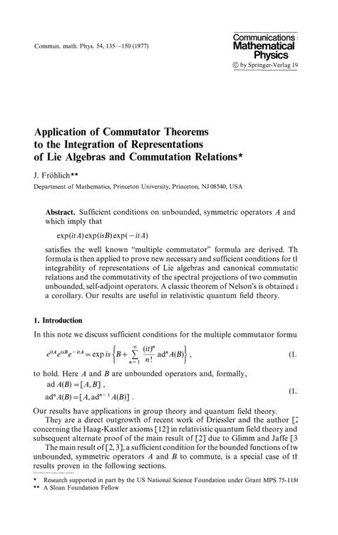 Pdf Application Of Commutator Theorems To The Integration Of