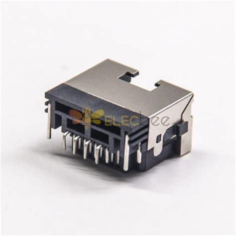RJ Connector With LED Angled DIP Type Shielded