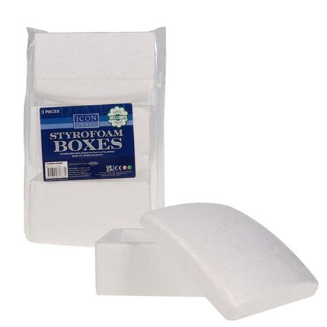 Icon Craft Pkt3 Styrofoam Boxes Square Trim School Supplies
