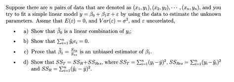 Solved Suppose There Are N Pairs Of Data That Are Denoted As Chegg
