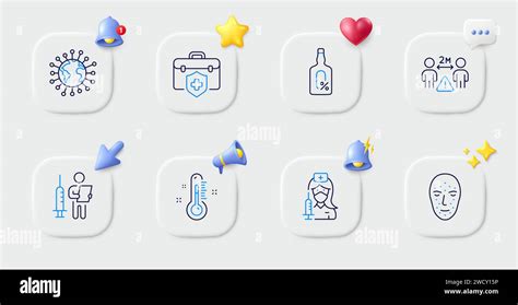Alcohol Free Face Biometrics And Medical Insurance Line Icons For Web