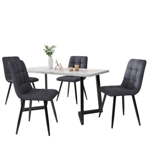 117×68cm Dining Table With 4 Chairs Set Rectangular Dining Table Mode