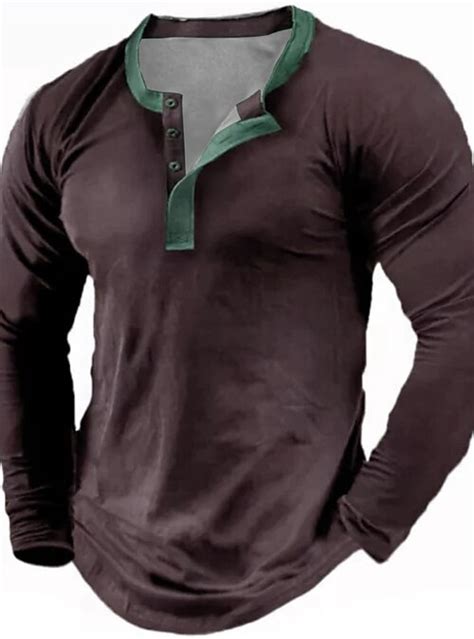 Mens Plus Size Henley Shirt Big And Tall Graphic Henley Long Sleeve