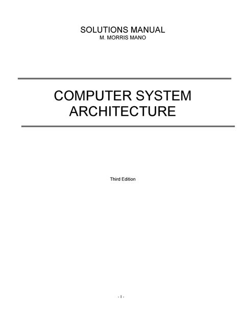 M Morris MANO Solution Manual Computer System Architecture