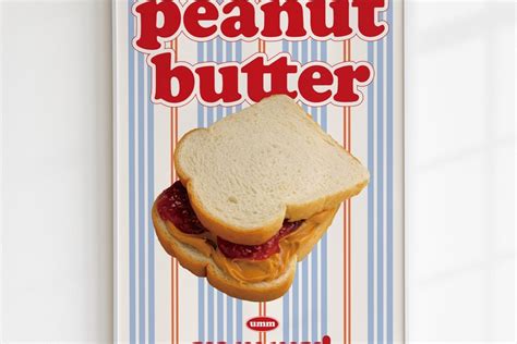 요로코롬스튜디오 샌드위치 카페포스터 빈티지 빵 주방액자 Peanut Butter 위시버킷