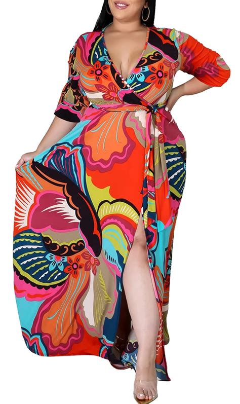 Buy Women Plus Size Dresses XL X Sleeves Fit And Flare Floral Print Casual Maxi Long Summer