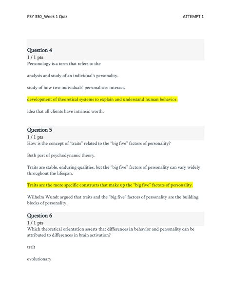 Solution Psy330 Ashford Week 1 Theories Of Personality Quiz Help