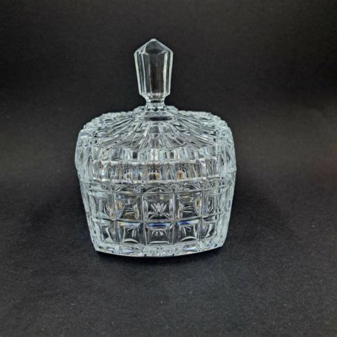 Шкатулка хрустальная, винтажная, украшенная резным декором, Bohemia ...