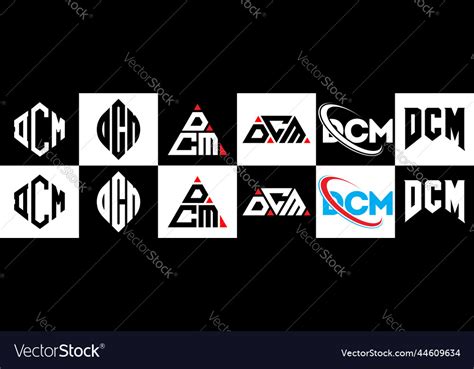 Dcm Letter Logo Design In Six Style Polygon Vector Image