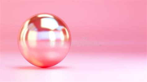 A Shiny Sphere With A Reflective Surface Lies On A Smooth Pink Backdrop