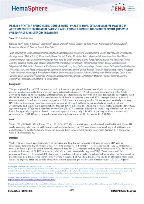 Pdf Pb2625 Vayhit2 A Randomized Double Blind Phase Iii Trial Of Ianalumab Vs Placebo In