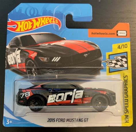 Hot Wheels 2015 Ford Mustang Gt Black With Red Stripes Short Card Hard