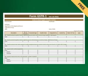 GSTR 1 Format In Excel Pdf Word Free Download
