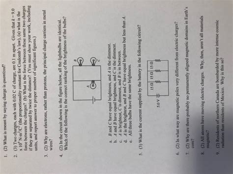 Solved 1 2 What Is Meant By Saying Charge Is Quantized