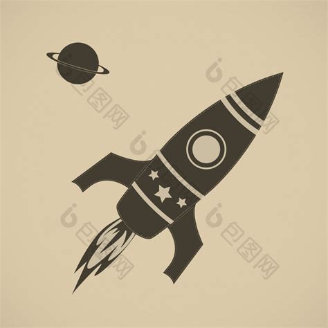 在空间中的复古火箭图片 包图网企业站