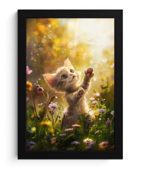 Muchowow Poster Kätzchen Tier Natur Blumen 1 St Bilderrahmen