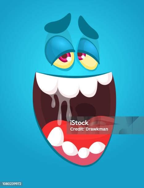 멋진 만화 괴물 얼굴입니다 할로윈 벡터 일러스트 레이 션 공포 무서움에 대한 스톡 벡터 아트 및 기타 이미지 공포 무서움 공휴일 귀여운 Istock