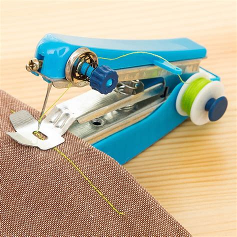 1pc Blue Handheld Sewing Machine Sewing Machines Portable Mini Manual