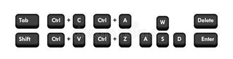 Different Computer Keyboard Buttons Combinations Hotkeys Combination Such As Copy Paste