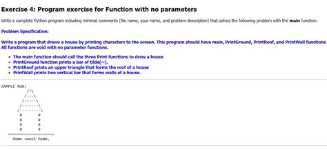 Solved Exercise 4 Program Exercise For Function With No