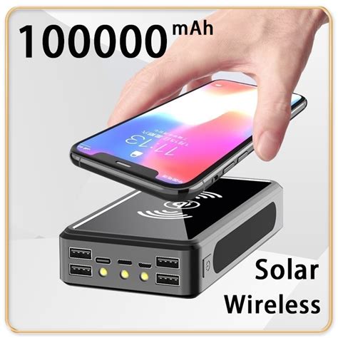 Solar PowerBank 100000mAh Wireless Charging 3 Input 5 Output Super Large Capacity Power Bank