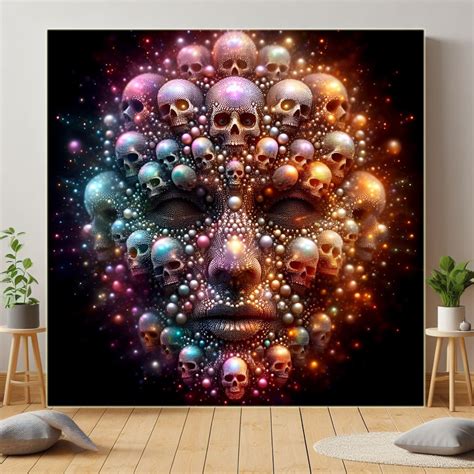 Skull Silver Portrait Skull Canvas Wall Art Decor Skull Design Poster