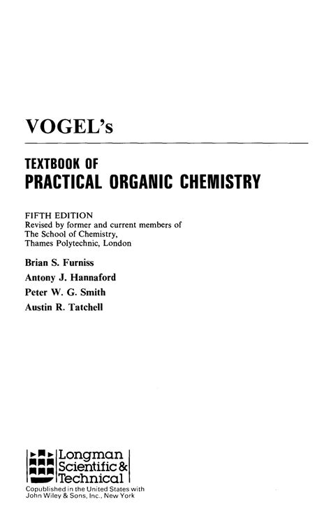 SOLUTION Vogel Practical Organic Chemistry Th Edition Studypool