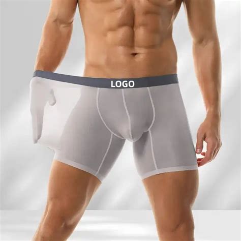 Ultra Thin Boxers For Mens Ice Silk Extended Ground Leg Underwear High