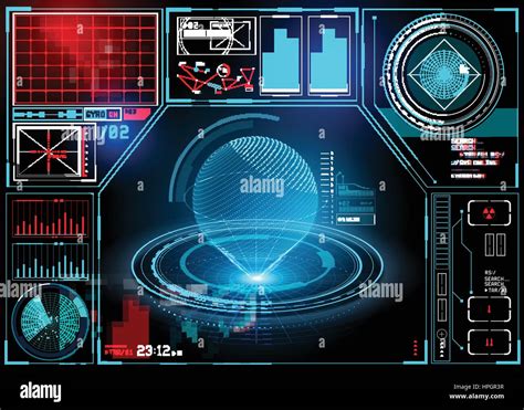 Technical Hud Display With Futuristic Digital Interface Elements Vector Illustration Stock