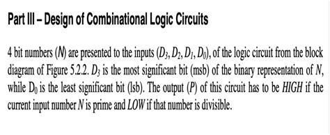 Solved Part III Design Of Combinational Logic Circuits Bit Numbers Answer