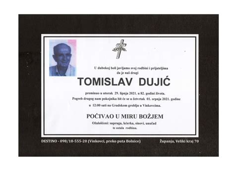 Tomislav Dujić Osmrtnice