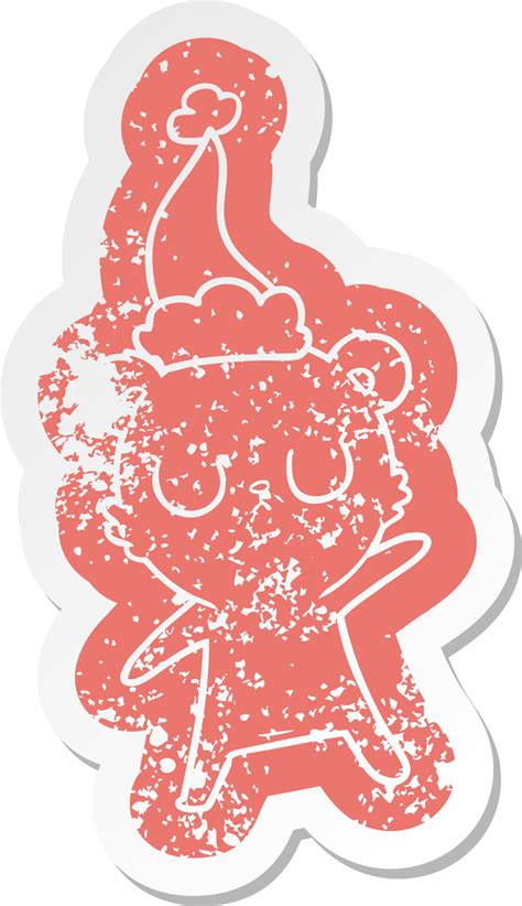 pacífico peculiar dibujos animados afligido pegatina de un oso vistiendo Papa Noel sombrero